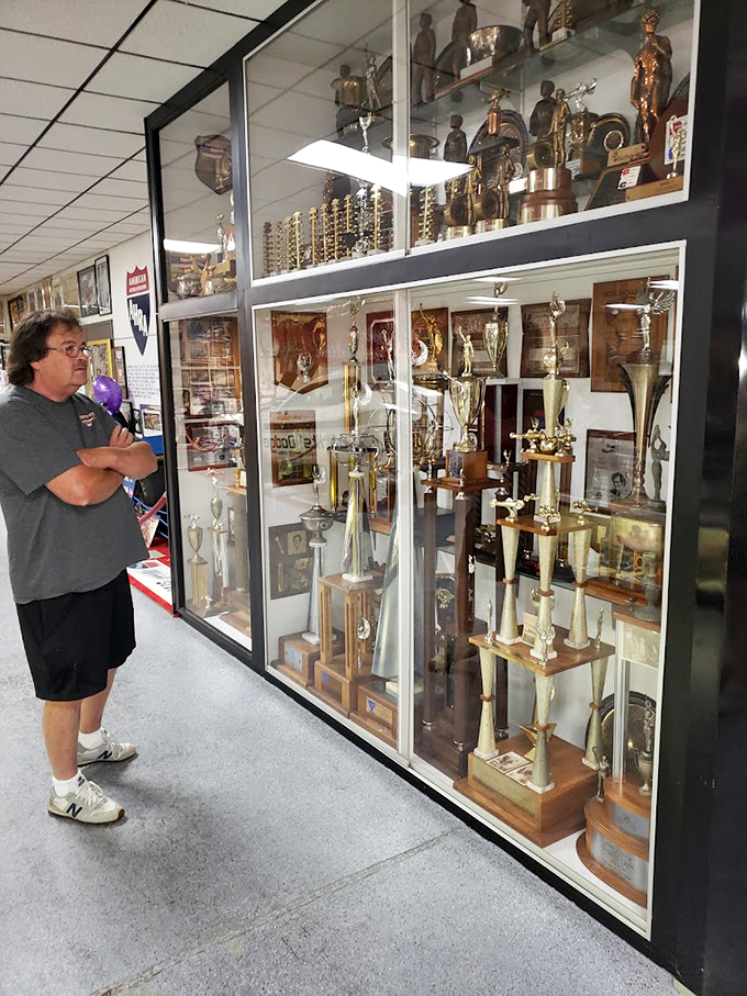 Golden dreams and chrome dreams! These trophies represent countless hours of blood, sweat, and high-octane tears in the pursuit of speed.