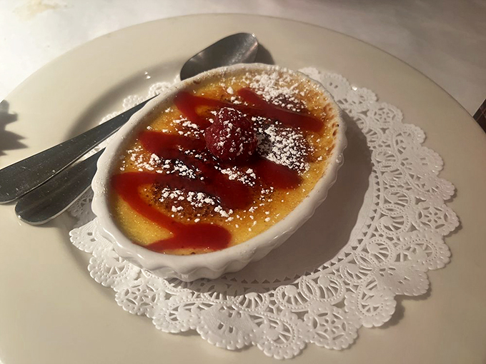 Crack that caramelized top like you're breaking into Fort Knox! This cr&egrave;me br&ucirc;l&eacute;e is a treasure trove of creamy, vanilla-infused deliciousness.