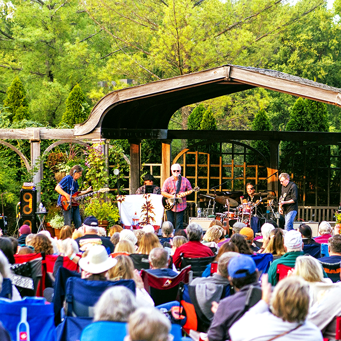 Who says you can't rock out in a garden? This outdoor concert proves that music and nature make the perfect duet. Time to dust off those air guitar skills!