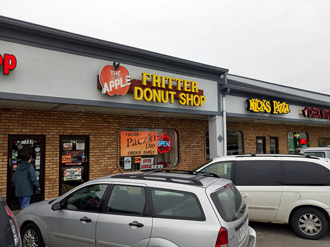 The pilgrimage begins! Cars line up outside, proving that the quest for the perfect donut is a noble and worthy pursuit.