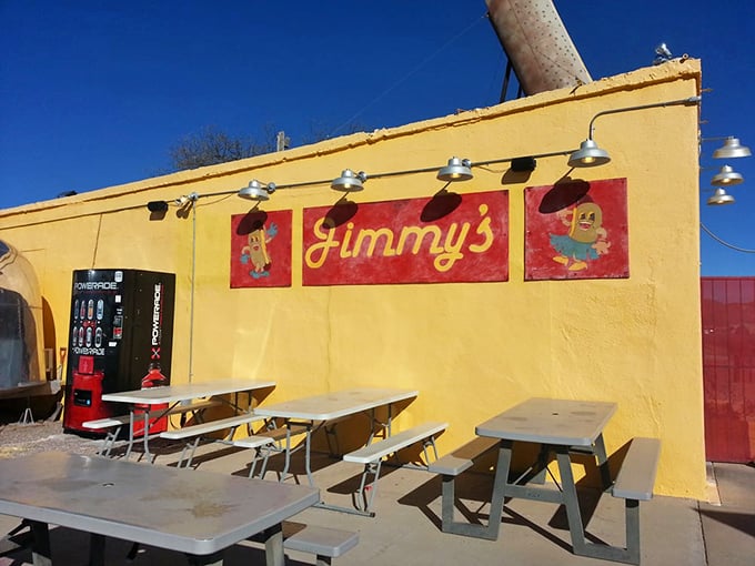Soak up the Arizona sun with your Chicago-style feast! Jimmy's outdoor seating is the perfect spot for a hot dog picnic under blue skies.
