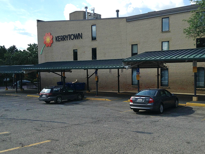 Park it here for a day of delights! Even Kerrytown's parking lot hints at the flower power waiting inside.