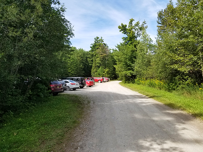 Parking at paradise's doorstep. This unassuming lot is the gateway to adventures that'll make your SUV jealous it can't join in.