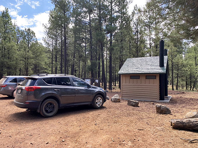 Parking lot or base camp? Either way, it's where your journey to the center of the Earth begins. Don't forget to set your parking brake &ndash; gravity's extra tricky underground!