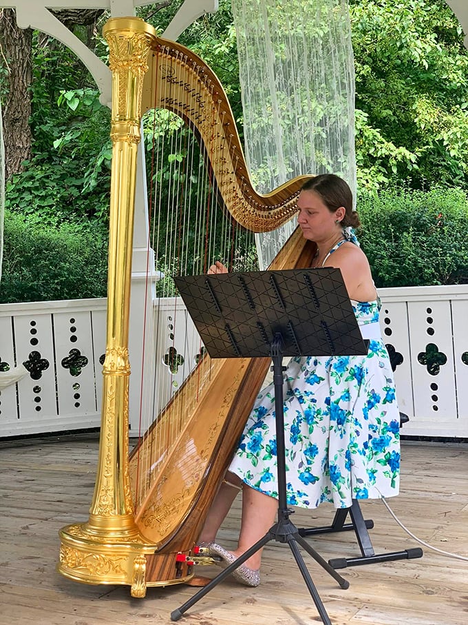 Harp-y days are here again! This angelic performance adds a touch of heavenly harmony to the historical ambiance. Time travel never sounded so sweet.