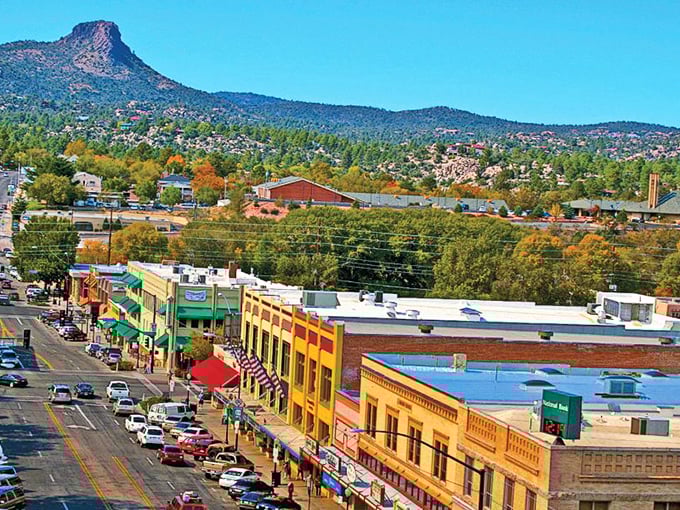 Prescott from above: A patchwork quilt of holiday spirit, where every street tells a story of Christmases past and present.