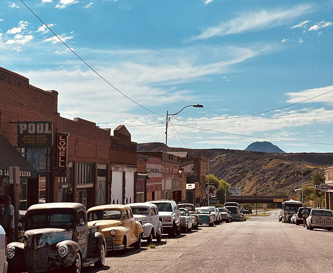 Bisbee's main street: Where the Wild West meets small-town charm. It's like stepping into a time machine, but with better coffee.