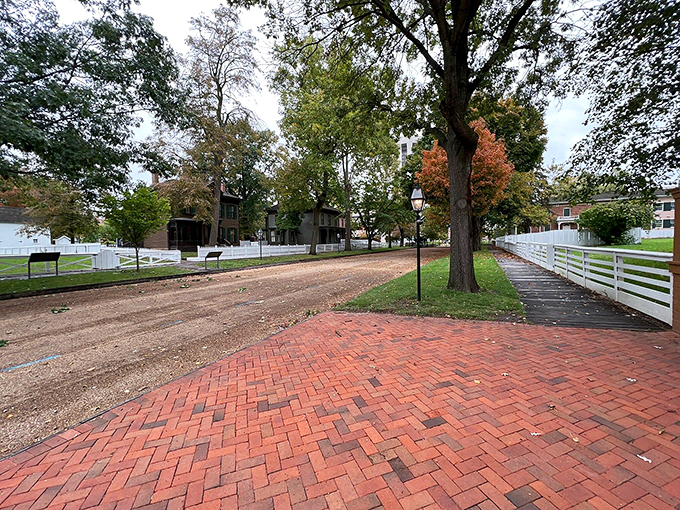Stroll down memory lane - literally! This historic street scene is straighter than Lincoln's famous stovepipe hat.