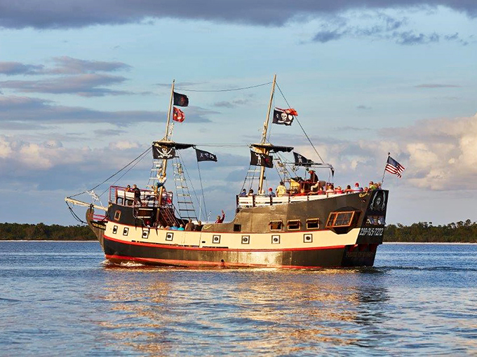 Full sail ahead! This vessel's not just a boat, it's a floating time machine ready to transport you to the golden age of piracy.