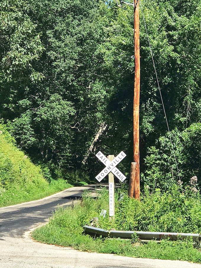 All aboard the Moonville Express: This sign points the way to adventure, no ticket required &ndash; just bring your imagination!