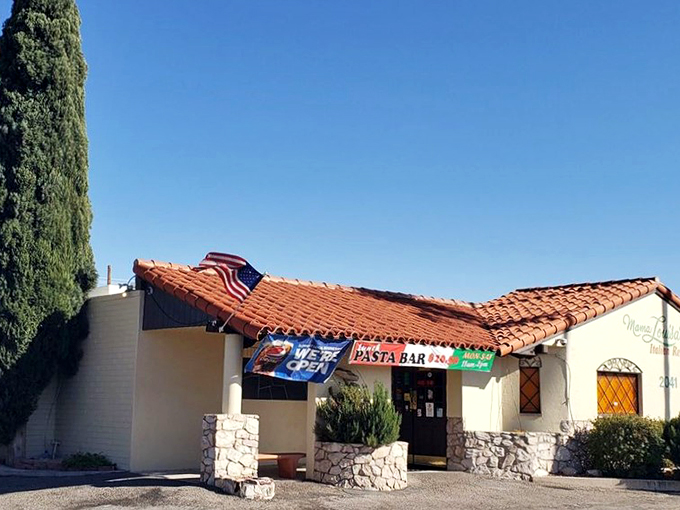 The entrance says "family restaurant," but the aroma wafting through those doors whispers "welcome home."