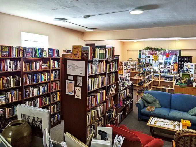 A bibliophile's paradise unfolds. This interior shot captures the essence of Eat My Words - cozy, inviting, and brimming with potential adventures.