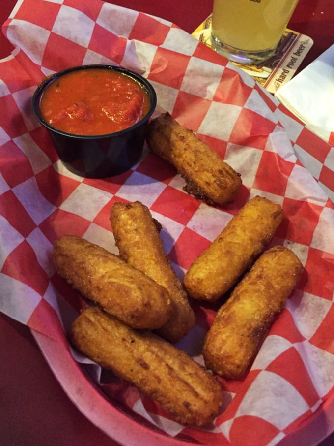 String theory never tasted so good! These golden mozzarella sticks are stretching the boundaries of cheesy perfection. Marinara sauce, incoming!