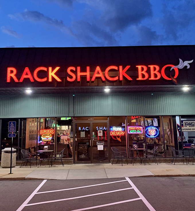 As the sun sets, Rack Shack BBQ comes alive. It's not just dinner; it's a neon-lit invitation to a flavor adventure.