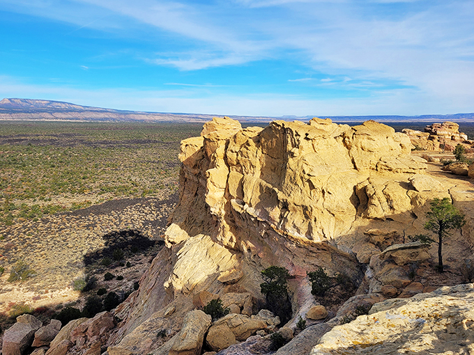 Rocky road, anyone? These golden cliffs are nature's own sundae, topped with a sprinkle of scrubby trees. Just don't try to take a bite!