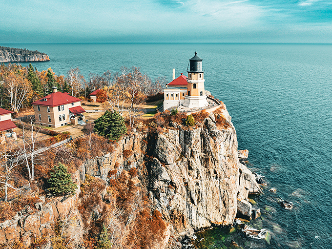 Bird's eye beauty: From up here, Split Rock Lighthouse looks like the world's fanciest chess piece, guarding Lake Superior's vast blue board.