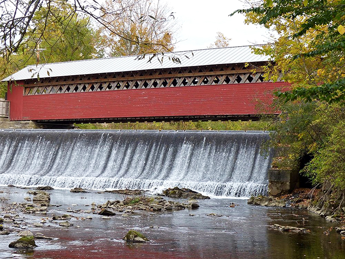 Who needs Niagara Falls? This charming waterfall and bridge combo is Vermont's answer to natural wonders.