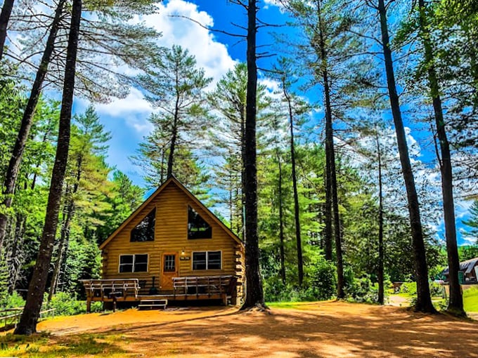 Rustic relaxation awaits! This cozy cabin at Northern Outdoors is where Paul Bunyan meets modern comfort.