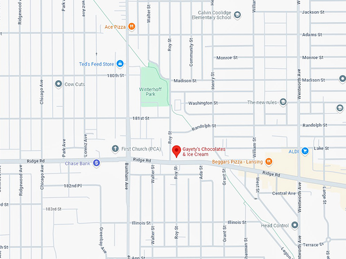 16 gayety's chocolates & ice cream map