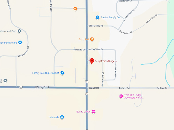 16. Bergstrom's Burgers map