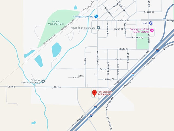 16 pink elephant antique mall map