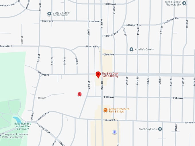 16 the blue door caf&eacute; & bakery map