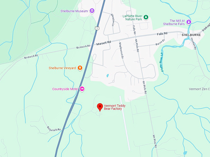 16 vermont teddy bear factory map