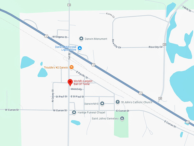 16 world's largest ball of twine map