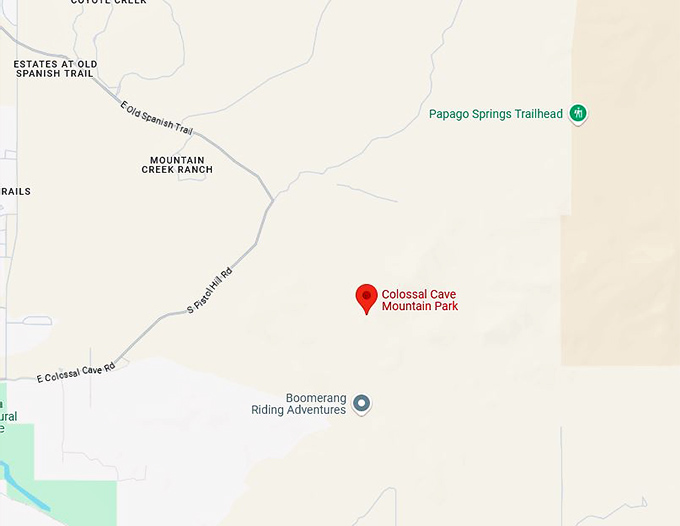 16. colossal cave mountain park map