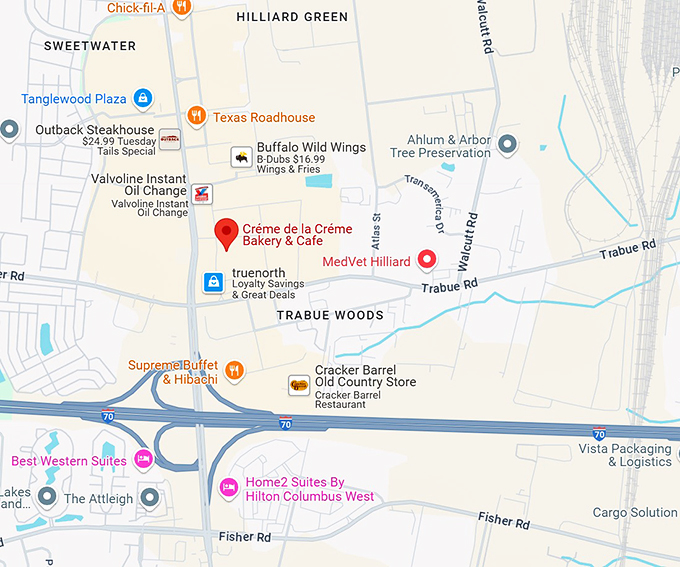 16. cr&eacute;me de la cr&eacute;me bakery & cafe map