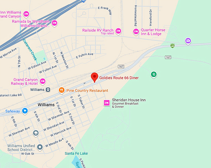 16. goldies route 66 diner map