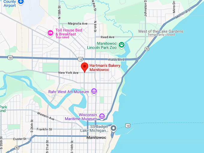 16. hartman's bakery manitowoc map
