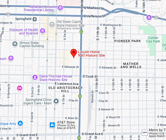 16. lincoln home national historic site map
