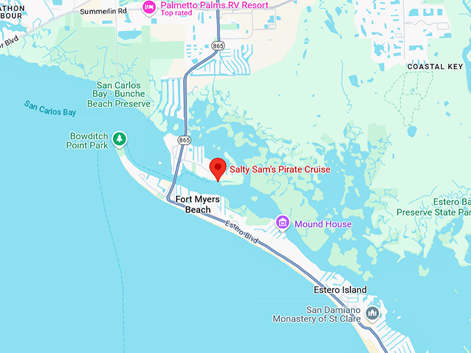 16. salty sam's pirate cruise map