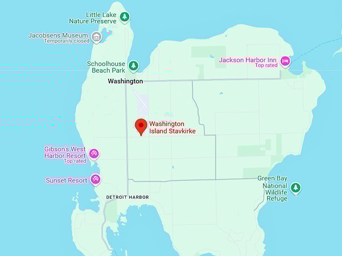 16. washington island stavkirke map