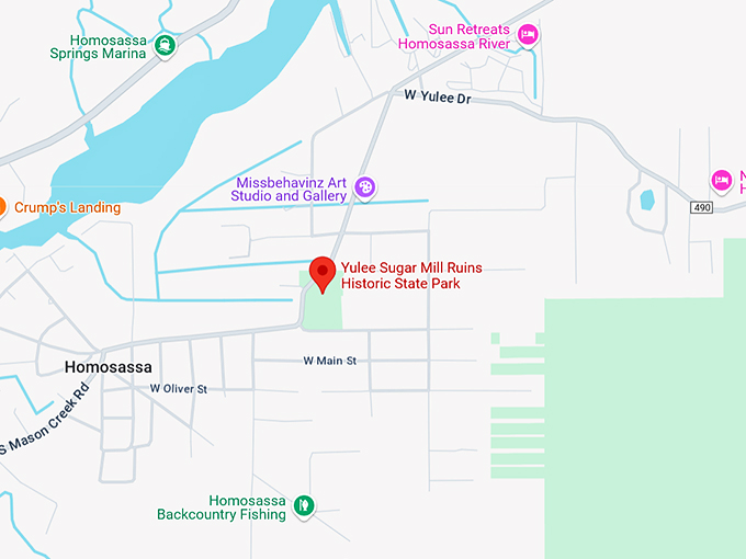 16. yulee sugar mill ruins historic state park map