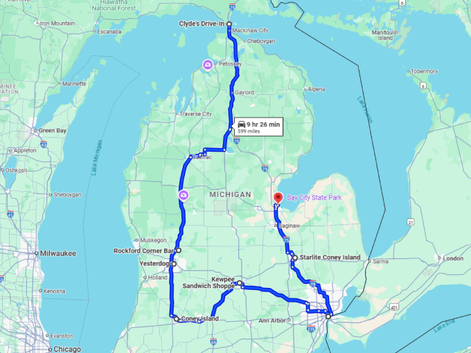 17 foodie road trip michigan map