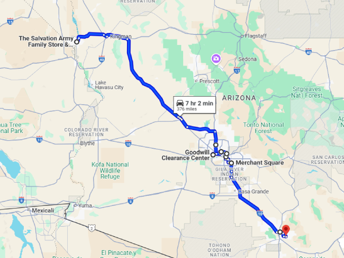 19 huge thrift stores arizona map