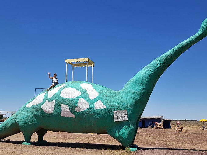 Flintstones fans, rejoice! This prehistoric playground brings cartoons to life, complete with Fred's house and dino-sized fun.