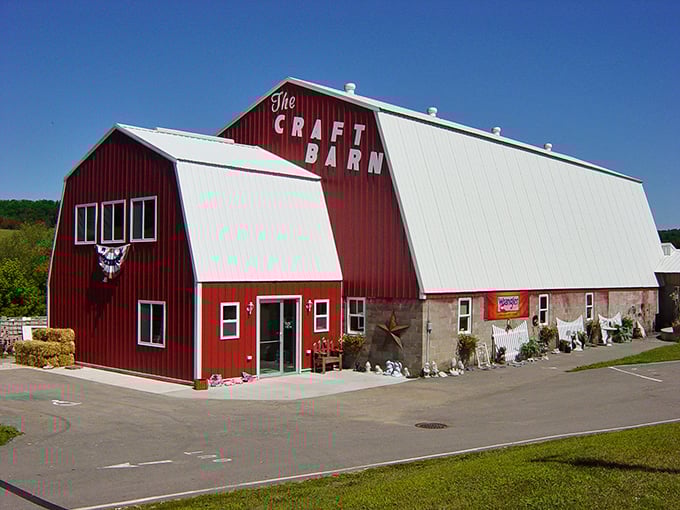 The Craft Barn: Where rustic charm meets artistic flair. This red beauty is like a Pinterest board come to life!