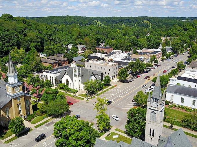 Granville: Where steeples pierce the sky and history whispers from every corner. This charming town square could give Stars Hollow a run for its money!