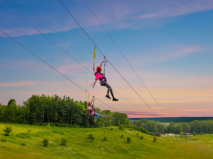 Soaring through the sunset: Where Wisconsin's golden hour meets your inner daredevil. It's like riding a magic carpet, minus the carpet and plus a whole lot of "wheee!"