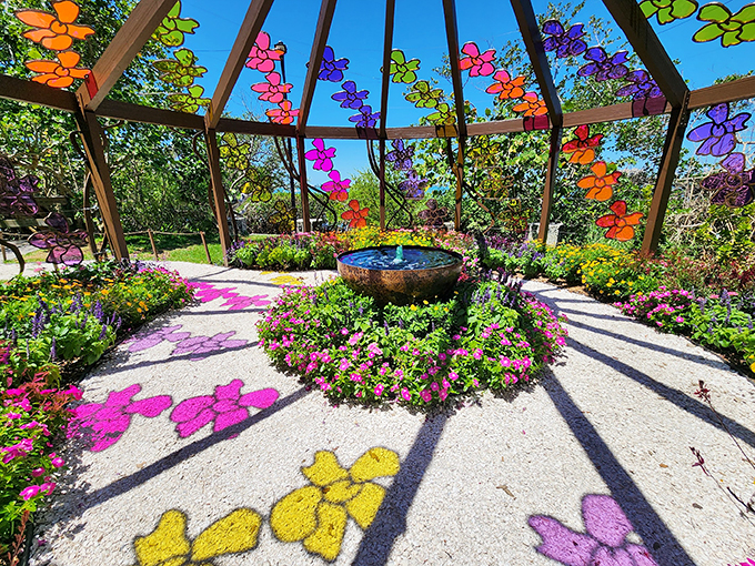 Flower power on steroids! This kaleidoscopic wonderland is like stepping into a 60s music video, minus the bell-bottoms.