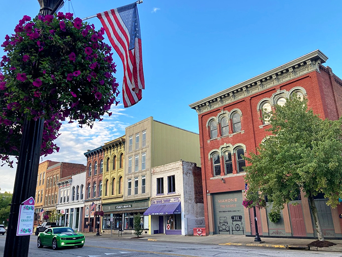 Pit stop perfection: Marietta's inviting streetscape beckons road-weary travelers. Park the car and stretch your legs in this riverside gem.
