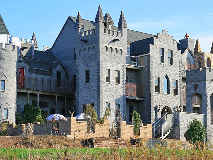 RavenStone Castle: Where fairy tales meet the Midwest! This stone fortress looks ready to withstand a siege of curious tourists and enchanted corn stalks.