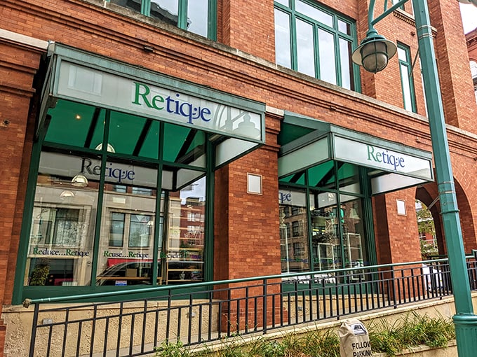 Green with envy? That's just Retique's facade! Step inside for a fashion treasure hunt that'll make your wallet smile.