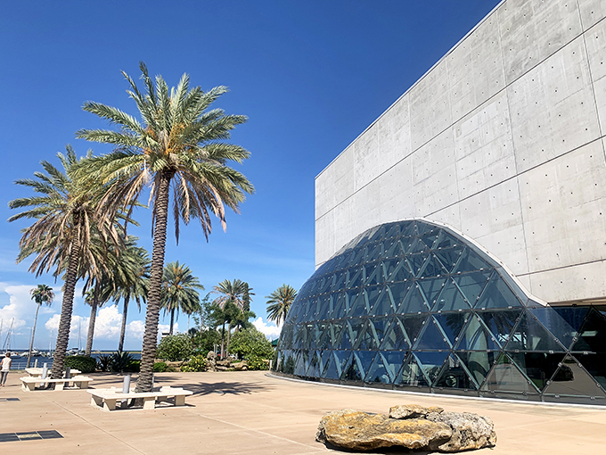 Surrealism meets sunshine! The Dal&iacute; Museum's glass bubble looks like it's melting right off the building.