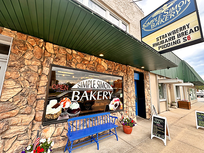 "Simple" is an understatement! This bakery's stone facade is as inviting as grandma's kitchen, with treats that'll make you forget your name.