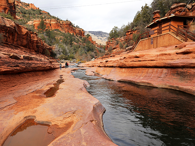 Nature's waterpark awaits! Slip and slide down this red rock wonder, where laughter echoes off canyon walls.