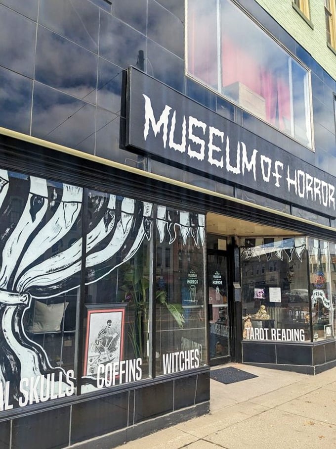 Detour into darkness! This eerie storefront is your pit stop for a thrilling dose of horror on your Michigan adventure.